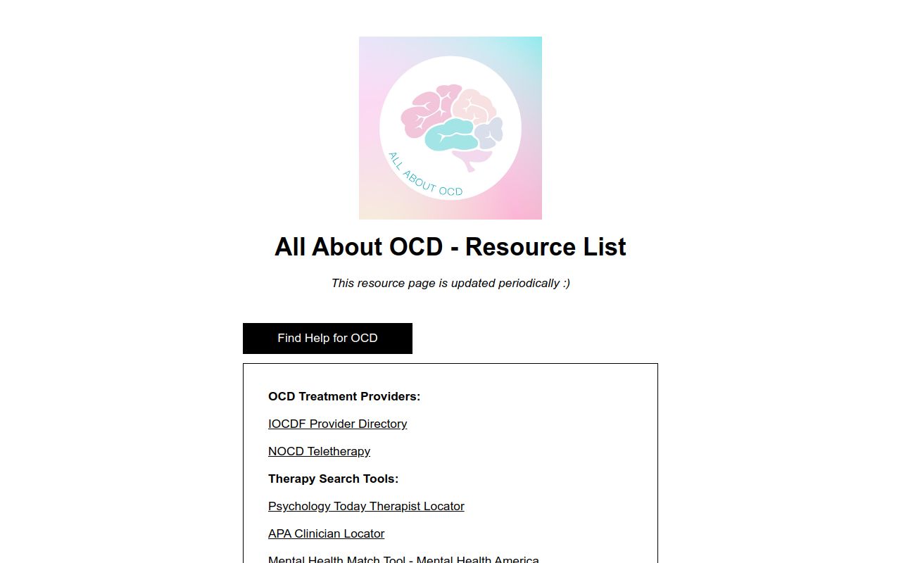 All About OCD - Resource List